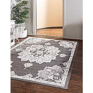 Unique Loom Parker Collection Area Rug - Kokulu (10' x 13' Rectangle, Charcoal/Gray)