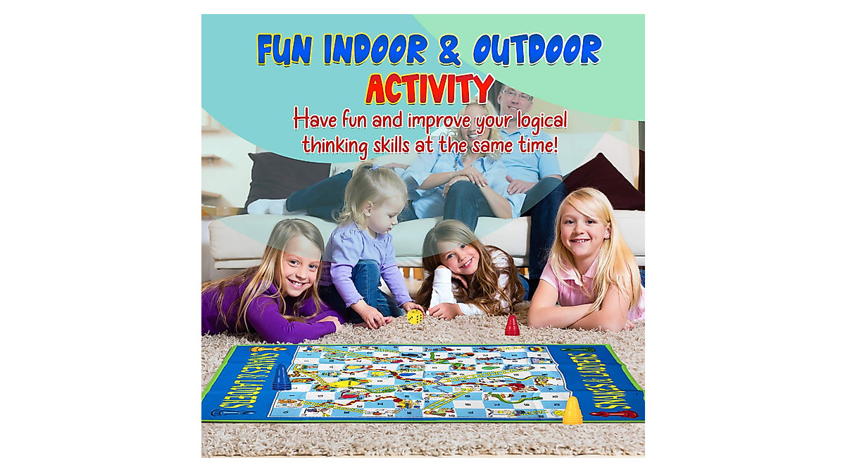 Giant Ludo & Snakes & Ladders Mat - Fun for All Ages