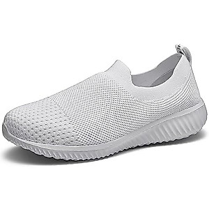 LANCROP Women's Walking Nurse Shoes - Mesh Slip on Comfortable Sneakers 9.5 US, Label 41 All White