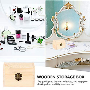 DOITOOL Wood Craft Box Unpainted Small Jewelry Box Mini Chest Treasure Case Organizer Sundries Gift Box for DIY Crafts(Medium)