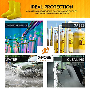 Hazmat Boot and Shoe Covers For Hazardous Materials - Explosives, Gases, Flammable Liquids, Peroxide and More – XL Yellow 12" Over the Shoe Protectors - by Xpose Safety