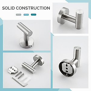 Angle Simple Robe Towel Hook Brushed Nickel, SUS304 Stainless Steel Bathroom Towel Holder, Kitchen Shower Towel Hanger, Wall Mount