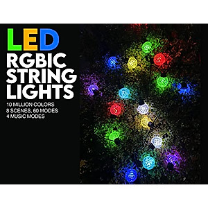 Solatec Led Smart String Lights, Shatterproof 25 RGBW Bulbs Color Changing IP65 Waterproof Light App Control with DIY Color Scenes, Music Modes, Bluetooth 21.2ft Globe Lights for Backyard Porch