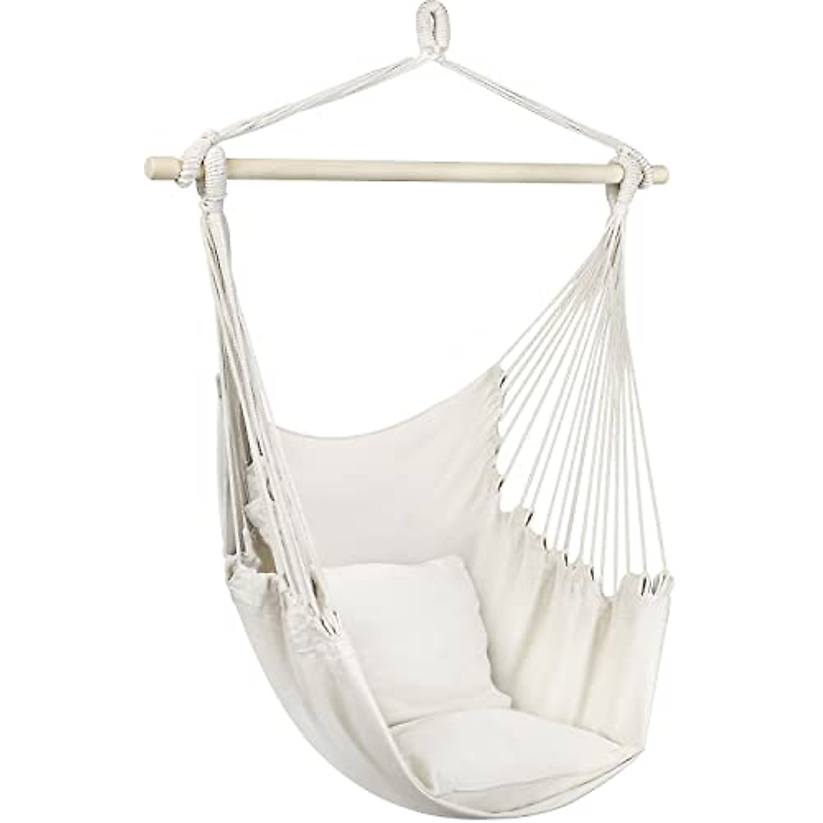Sorbus Stylish Swing Chair - Fine Cotton Weave for Super Comfort & Durability- Hanging Hammock Chair w/2 Seat Cushions- Portable Outdoor Hanging Chair w/Hardware Kit - Indoor Outdoor Use - Max 265lbs