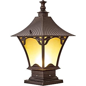 SANBDDLYY E27 Exterior Pillar Lamp Courtyard Lawn Villa Gate Fence Column Lamp Die-cast Aluminum Waterproof Outdoor Post Light House Porch Patio Outside Deck Walkway Driveway Streetlight
