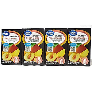 Great Value Sugar Free, Low Calorie ENERGY Peach Mango Drink Mix (Pack of 4)