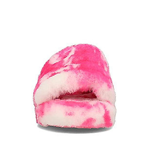 UGG Girls K Fluff Yeah Slide Marble Slipper, Pink Rose/Seashell Pink, 6 Big Kid