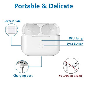 Avainaly Wireless Charging Case for AirPods Pro, Compatible for AirPod Charging Case Replacement, Built-in 660 mAh Battery with Bluetooth Pairing Sync Button (White)