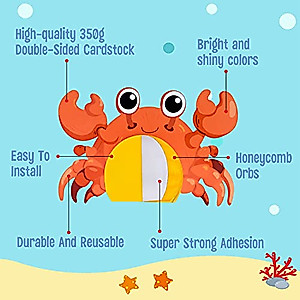 15 Pieces Sea Animal Honeycomb Centerpiece, Ocean Themed Marine Creature Decoration Table Honeycomb Party Supplies for Party Table, Birthday, Baby Shower