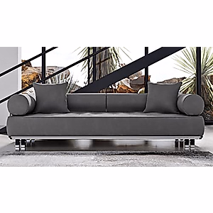 Zuri Modern Carrera Gray Velvet Fabric Sofa with Black and Chrome Accents