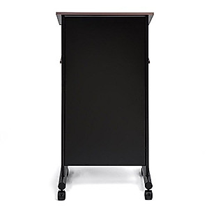 Wheeled Lectern with Storage Shelf - Cherry/Black - Compact Standing Desk for Reading - Laptop Stand