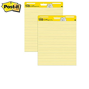 Post-it Super Sticky Easel Pad, 25 in x 30 in Sheets, Yellow Paper with Lines, 30 Sheets/Pad, 2 Pads/Pack, Great for Virtual Teachers and Students (561)