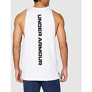 Under Armour Men's Baseline Cotton Tank , White (100)/Black, Medium