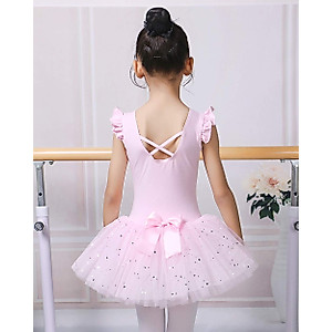 BAOHULU Ballet Leotards for Girls Full Skirted Dance Tutu Dress Party Costumes B184_Pink_L