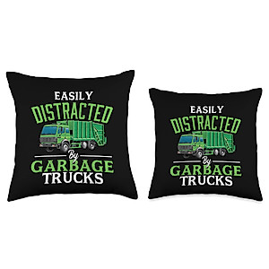 Easily Distracted By Garbage Trucks - Waste Management Trash Throw Pillow