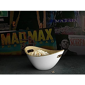 Large Reusable Popcorn Bowl and Chip Holder, Snack Container | Serving Bucket for Family and Parties | Lightweight Bamboo Wood Party Bowls, Buckets, Holders and Containers