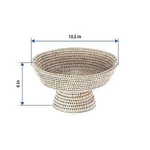 KOUBOO La Jolla Rattan Fruit Bowl, 10.5 inches x 10.5 inches x 6 inches, White Wash