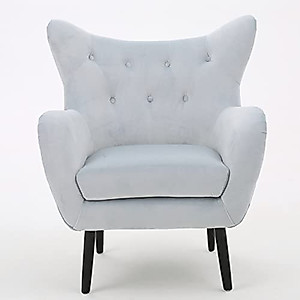 Christopher Knight Home Seigfried Velvet Arm Chair, Light Grey