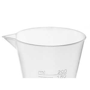 EISCO Conical Measure, 200ml - Polypropylene Plastic, Translucent - Pouring Spout - 10ml Raised Graduations - Hexagonal Base