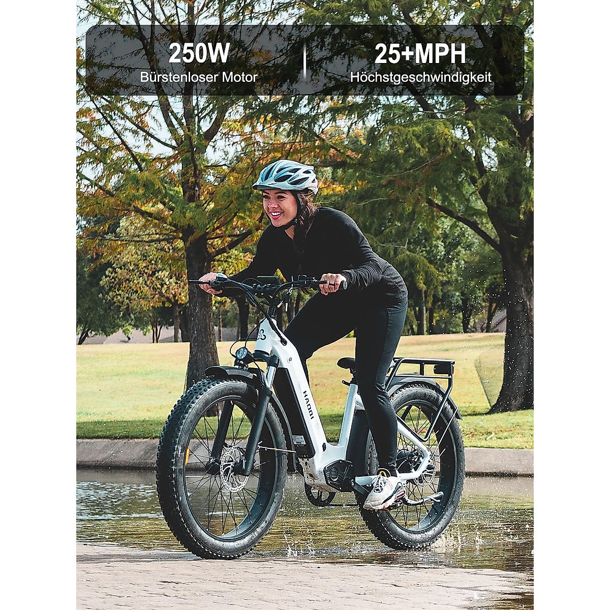 HAOQI Eagle Electric Bike, Peak 1000W Motor All-Terrain Ebike 48V 20AH Removable Battery up to 80 Miles 28MPH 26" * 4" Fat Tire Front Suspension Electric Mountain Bike for Adults 7-Speed