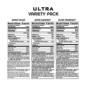 Monster Energy Ultra Variety Pack, Ultra Violet, Ultra Sunrise, Ultra Paradise, Sugar Free Energy Drink, 16 Ounce (Pack of 15)