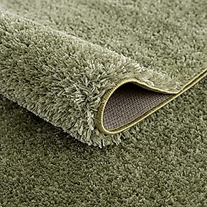 Hauteloom Heavenly Solid Shag Area Rug for Living Room Bedroom - High Pile Fluffy Carpet - Soft Shaggy Cozy Plush Rug - Green - 6'7" x 9'