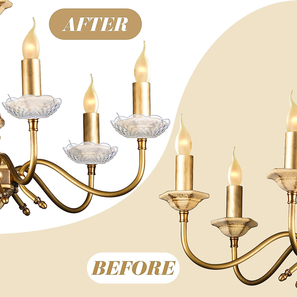 Bonuci 6 Pcs Chandelier Bobeche 4 Side Holes 4 Inch Chandelier Clear Bobeche Lamp Elegant Chandelier Parts Cups for Hanging Chandelier Wedding Birthday Party Decor(Plastic, Classic Style)