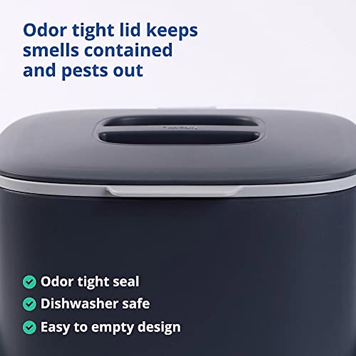 BLUE GINKGO Kitchen Compost Bin - Easy Clean Food Waste Bin for Kitchen with Handles | Countertop Compost Bin Kitchen Food Scrap Pail Bucket | Made in Korea (0.69 gal / 2.6L) - Grey