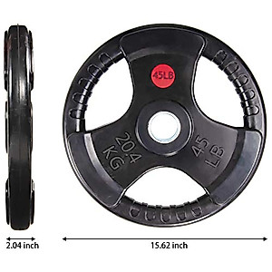 BalanceFrom Rubber Coated Cast Cast Iron Plate Weight Plate for Strength Training and Weightlifting, Olympic, 45-Pound, Single