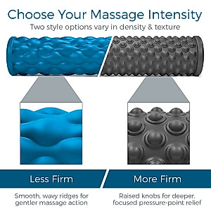 Teeter Massage Foam Roller – Deep Tissue Muscle Relief to Boost Recovery, Flexibility – 13 or 26 inch, 2 Textures/densities – Back Pain Relief, Sports Massage, Myofascial Release