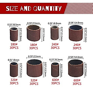 WMYCONGCONG 252 PCS Drum Sander Set Including 180 240 320 600 Grits Sanding Drums with Drum Mandrels for Dremel Rotary Tool