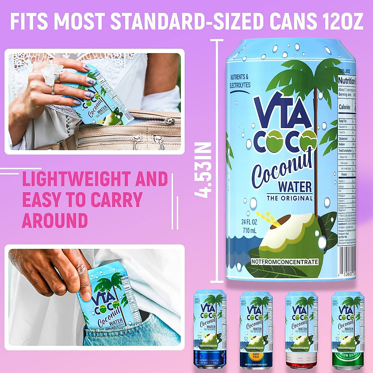 Skywin Silicone Can Sleeve (3 Pack) - Can Cover can Hides Can by Disguising it as a Can of Natural Coconut Water (Light Blue)
