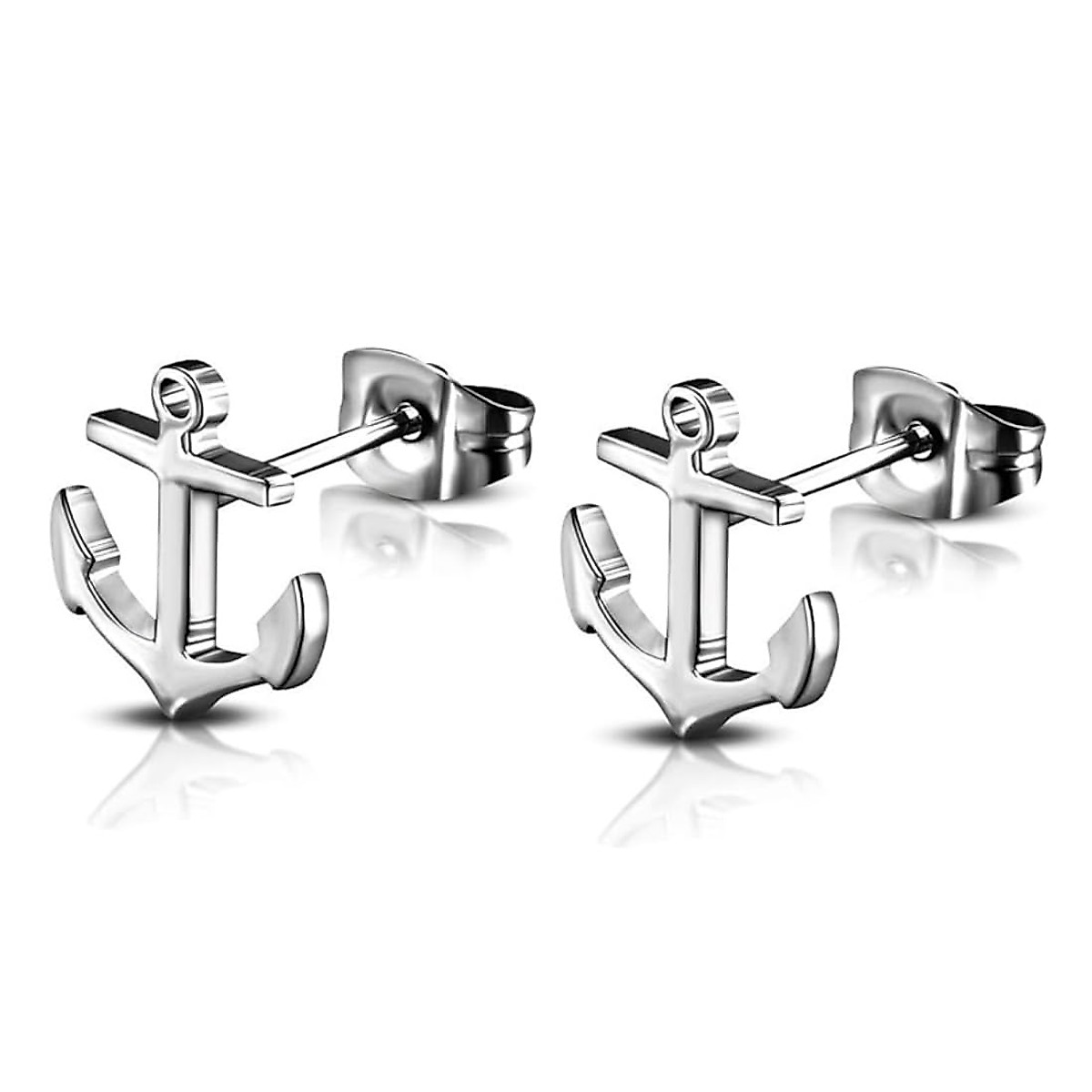 DianaL Boutique 316L Stainless Steel Nautical Marine Anchor Stud Earrings Gift Boxed Fashion Jewelry