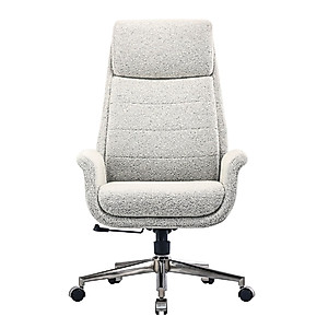 Realspace® Modern Comfort Pizana Bouclé Fabric High-Back Executive Office Chair, Light Sand/Brushed Nickel, BIFMA Compliant