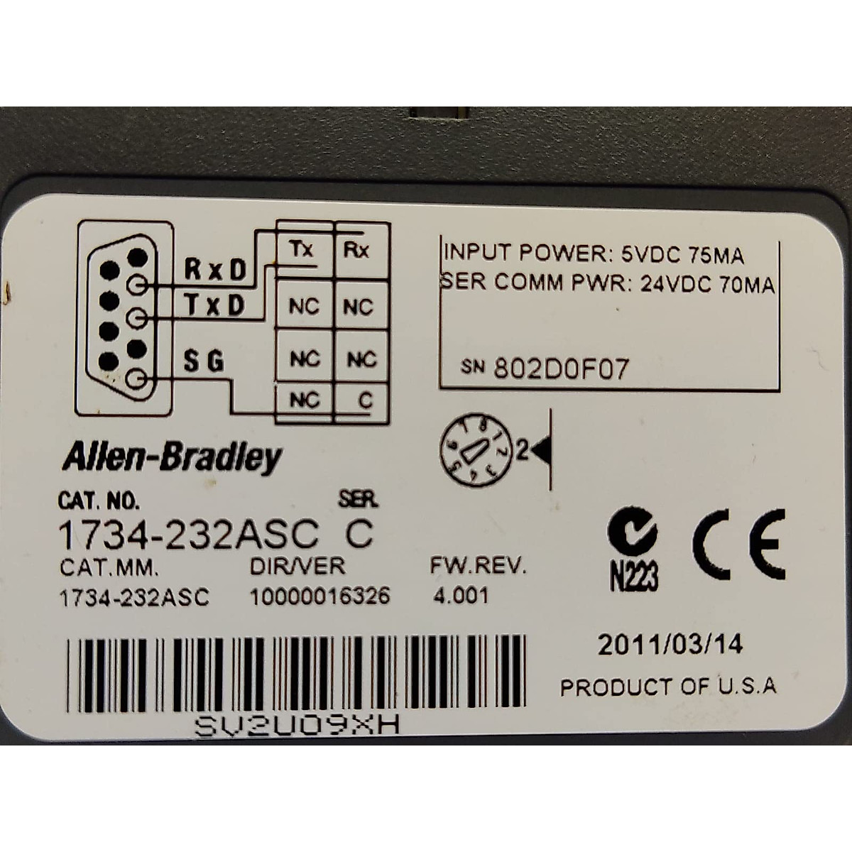 A-B 1734-232ASC Módulo de comunicación Point E/S de Punto 1734232ASC 1734-1734 PLC Master