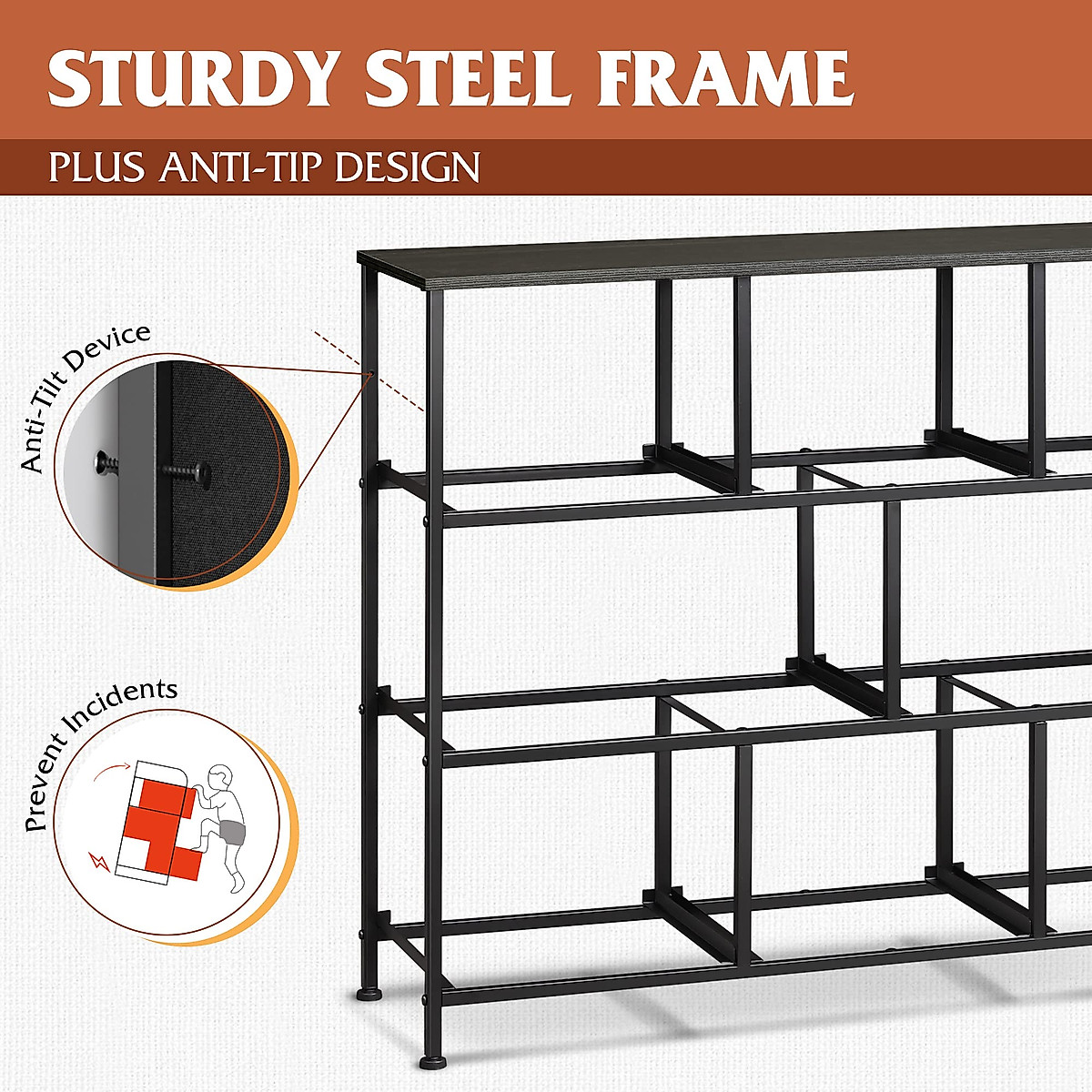 WLIVE Fabric Dresser for Bedroom, Storage Drawer Unit, Bedroom Dresser TV Stand for 32 40 43 inch TV, Wide Dresser with 8 Large Deep Drawers for Office, College Dorm, Charcoal Black