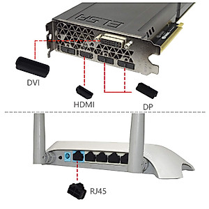 Anti Dust Plug,HFEIX Silicone Cap Computer Port Cover PC Interface Stopper Socket Protecor Kit Black (Black 44)