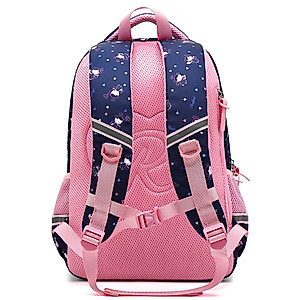 Kids Girls School Backpack with Chest Strap Princess Cute Big Elementary Bookbag (Medium, Royalblue)