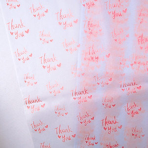 MR FIVE 100 Sheets White with Pink Thank You Tissue Paper Bulk,20" x 14",Pink Thank You Tissue Paper for Packaging,Gift Bags,Pink Tissue for Small Business