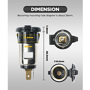 ESEWALAS Cigarette Lighter Socket,Car Cigarette Lighter Adapter,Waterproof and Dustproof plug socket with Extension Cable,Lighter Socket Power Outlet Socket Replacement