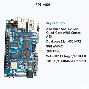 youyeetoo BPI-M64 Single Board Computer,2GB RAM/8GB EMMC, Support Win10 IOT Raspbian Android Ubuntu, for IOT Smart Home Control gatewa and NAS Server