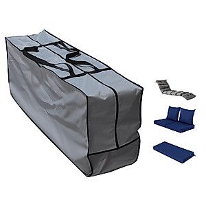 acoveritt Outdoor Rectangular Cushion/Cover Storage Bag, Protective Zippered Storage Bags with Handles, 50''L x 13''W x 20''H, Grey