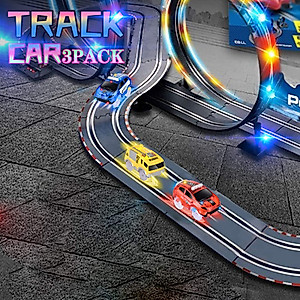 Track Cars Replacement Only Light Up Toy Cars with 5 Flashing LED Lights Toys Racing Car Track Accessories Compatible with Magic Tracks and Tracks with Most Track Cars for Boys and Girls (3 Pack)