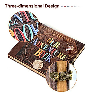 JIMBON Our Adventure Book Scrapbook Photo Album Retro Style Embossed Letter Cover Travel Diary Journal Scrap Book For Couples Memory Book Anniversary Wedding Best Friend Womens Day Gift