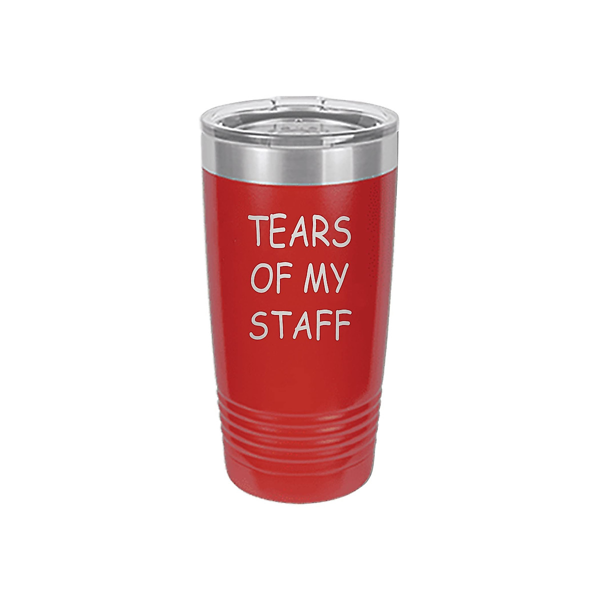 Rogue River Tactical Funny Tears of My Staff Travel Tumbler Mug Cup w/Lid Vacuum Insulated Hot or Cold Boss Gift (Red)