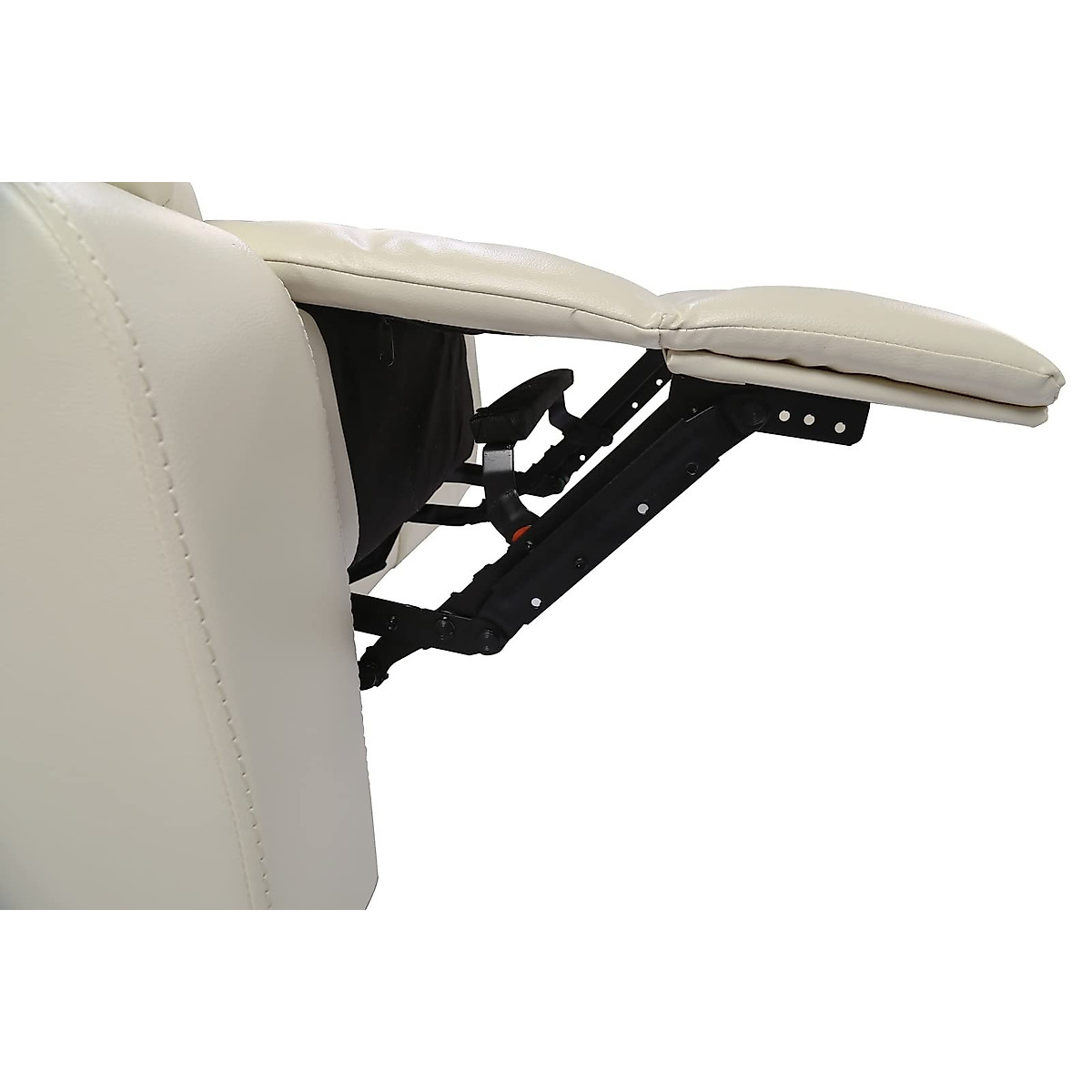 Pannow Double Recliner Loveseat with Console Slate, Double Reclining Sofa with Cup Holder, 3-Seater with Flipped Middle BACKREST Beige Air Leather, Theater Seating Furniture Sofa Bed