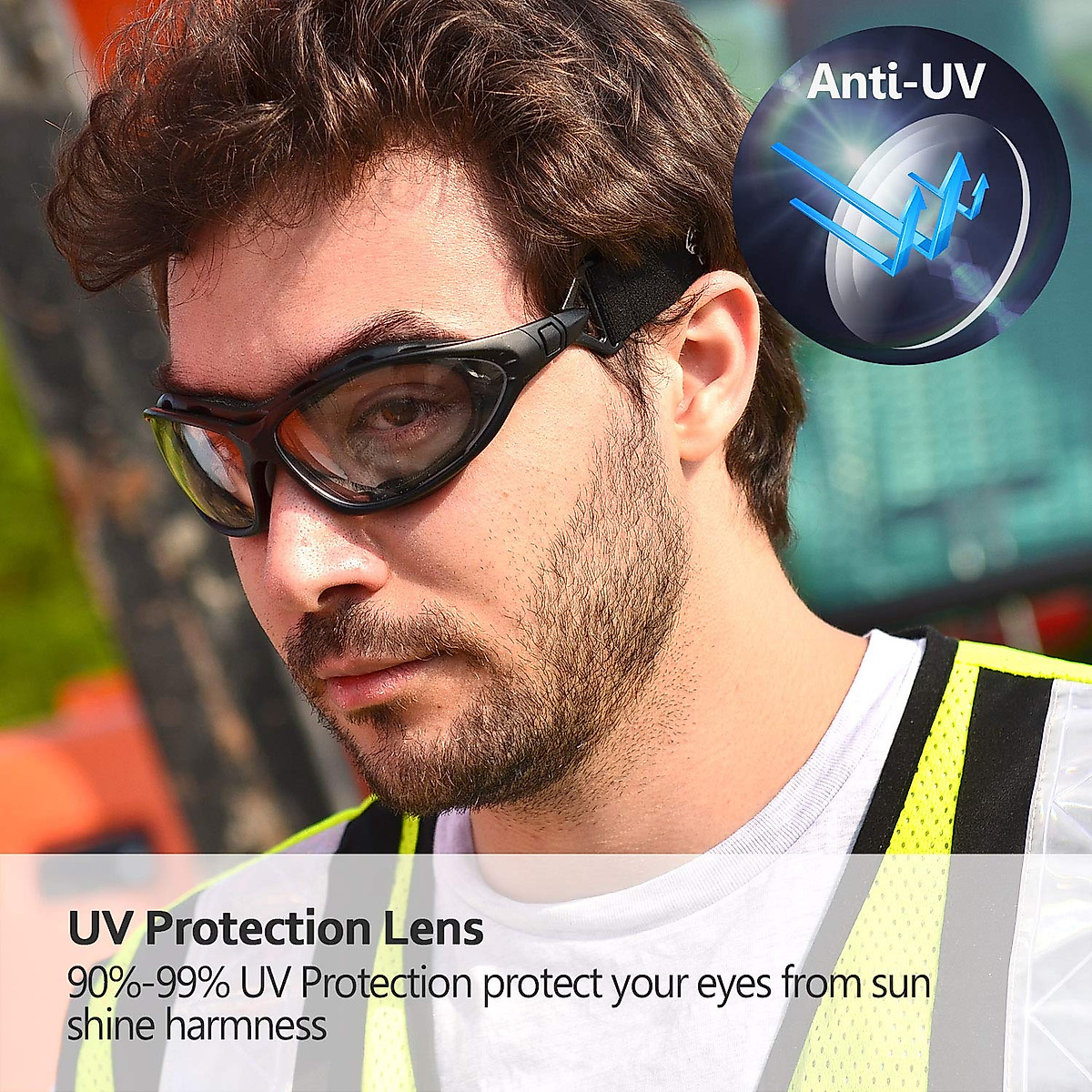 SAFEYEAR Anti Fog Safety Glasses- SG002 Clear Scratch Resistant Work Glasses No-Slip Safety Goggles Lab Grinding Chemistry