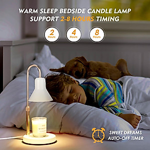 Liknapho Candle Warmer Lamp with Timer for Home Decor, Adjustable Height Scented Wax Melt Warmer, Compatible with Small & Large Candle, Smokeless Electric Candle Lamp Warmer, 2 Bulbs Included