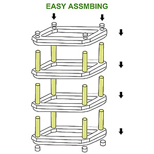 Ranmok 4-Tier Plastic Storage Rack for Kitchen,Laundry Room,Bathroom Rectangle Khaki