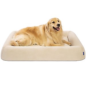 pettycare Orthopedic Dog Bed for Large Dogs Waterproof Pet Bed Soft Sofa with Two Fabrics Washable Removable Cover Egg Foam Support Anti-Slip Bottom Extra Head and Neck Support Sleeper,XL Beige